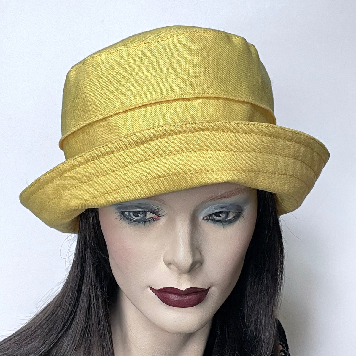 Fanfreluche Jojo Hat in Mid-Weight Lemon Linen with Stella Brim ...